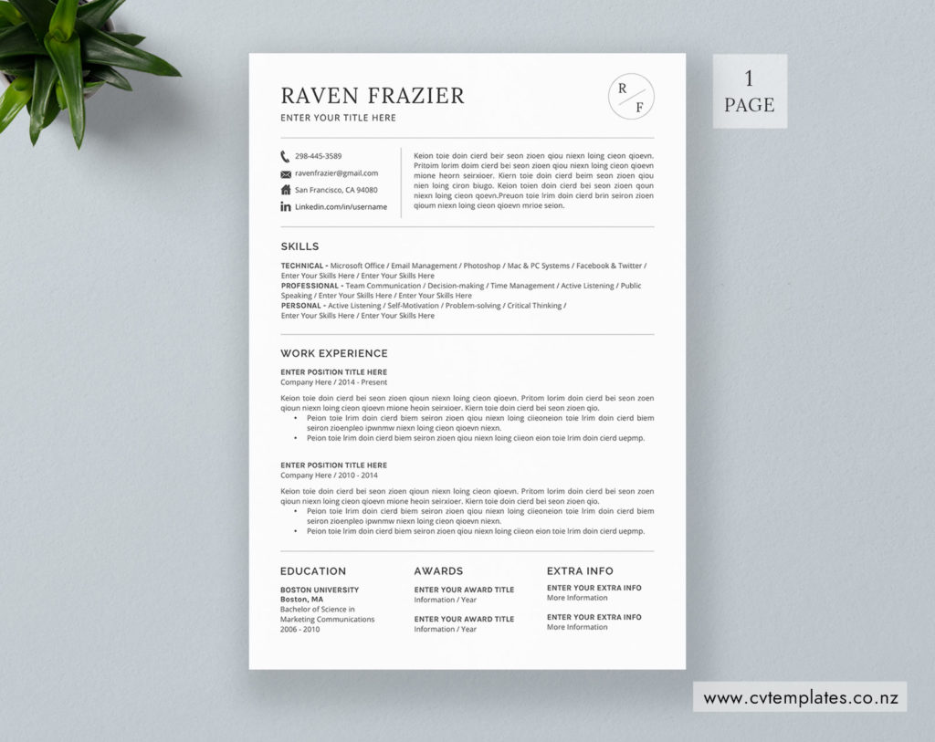 CV Template for MS Word, Curriculum Vitae, Functional CV Template ...