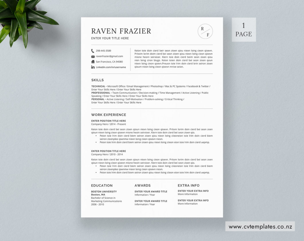 CV Template for MS Word, Curriculum Vitae, Functional CV Template ...