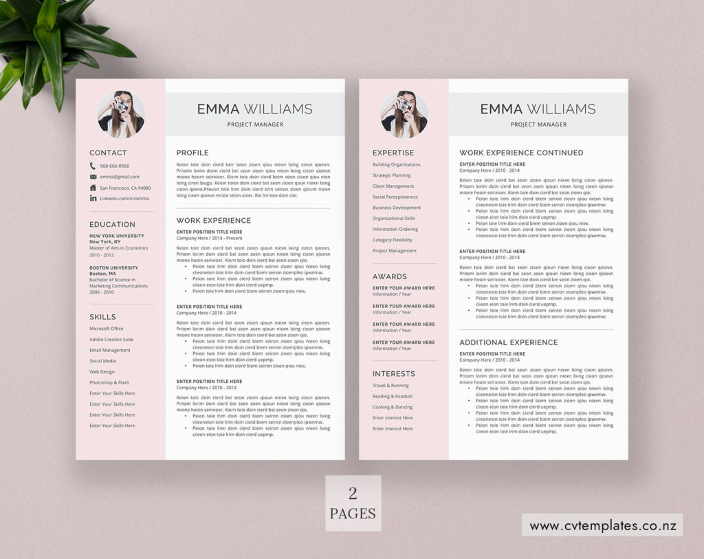 CV Template for MS Word, Minimalist Curriculum Vitae, Professional CV ...