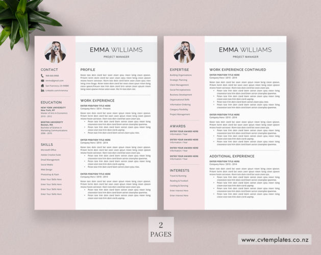 CV Template for MS Word, Minimalist Curriculum Vitae, Professional CV Template, Cover Letter ...