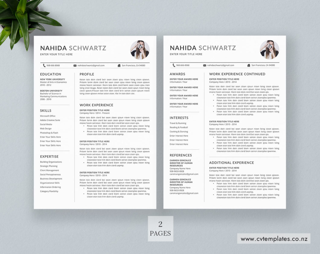 CV Template, Professional Curriculum Vitae, Minimalist CV Template ...