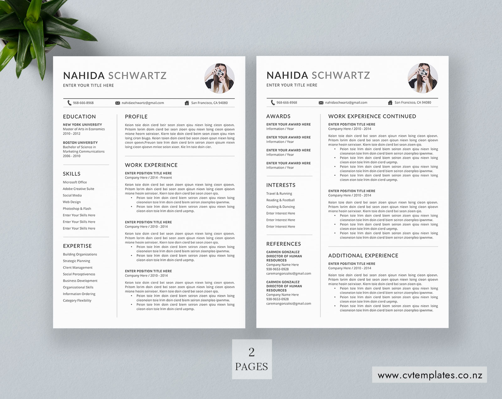 CV Template Professional Curriculum Vitae Minimalist CV Template 