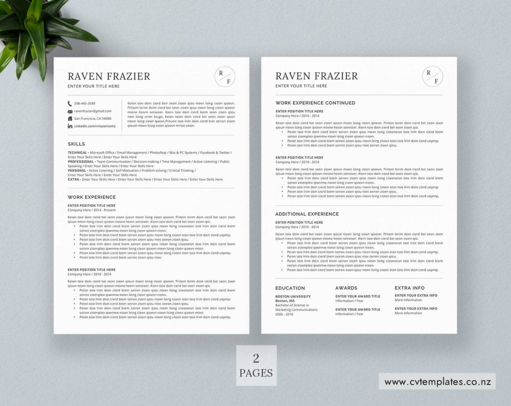 CV Template for MS Word, Curriculum Vitae, Functional CV Template ...