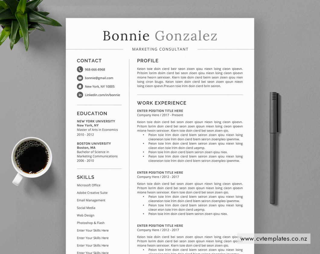 CV Template for MS Word, Best Selling Curriculum Vitae Template, 1, 2 ...