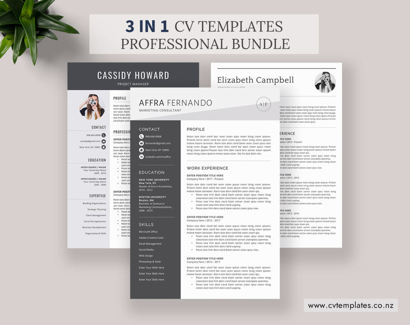 CV Template for MS Word, Best Selling Curriculum Vitae Template, 1, 2 ...