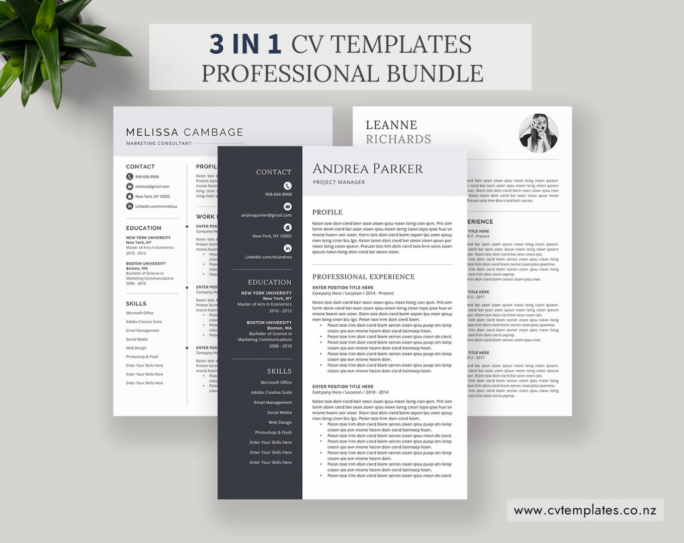 CV Template for MS Word, Best Selling Curriculum Vitae Template, 1, 2 ...