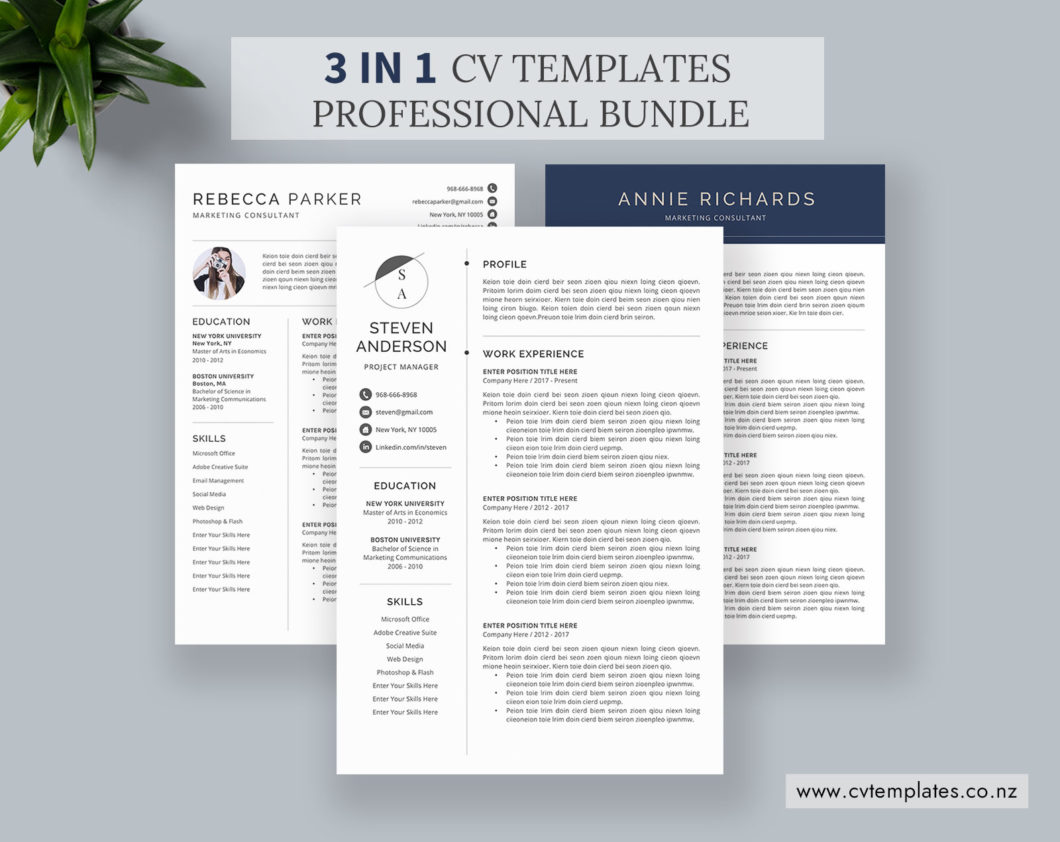 CV Template for MS Word, Best Selling Curriculum Vitae Template, 1, 2 ...