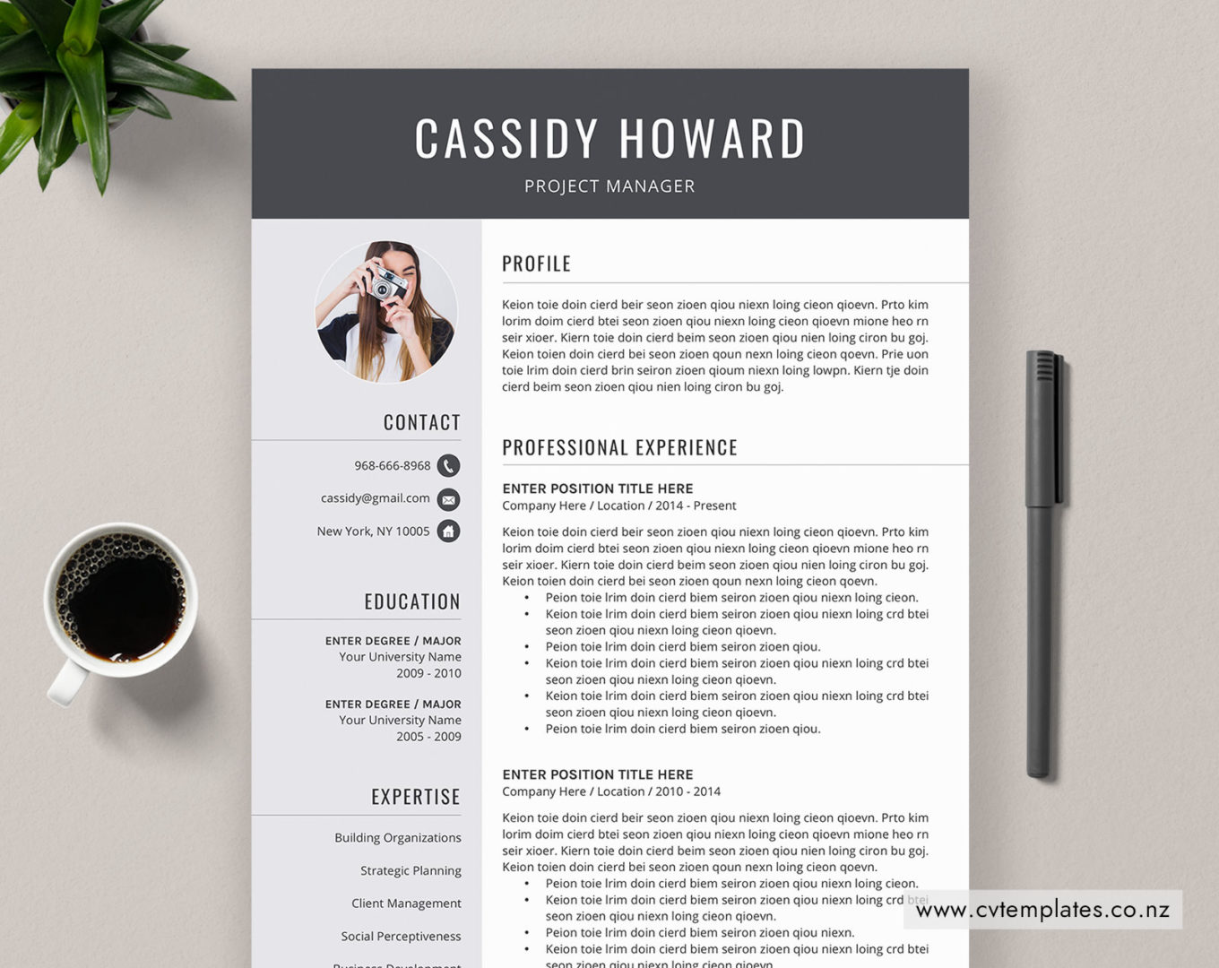 CV Template, Professional Curriculum Vitae, Minimalist CV Template ...