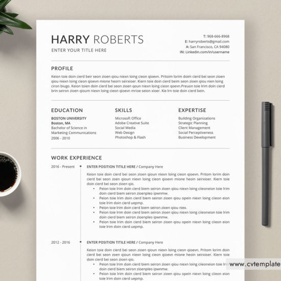 New Zealand CV Template for MS Word, Curriculum Vitae, Editable CV ...