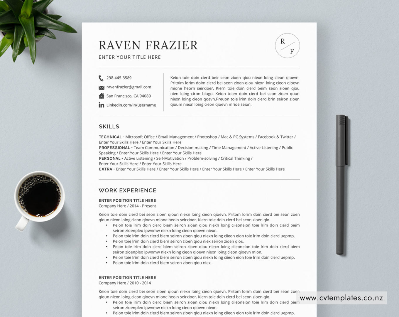 CV Template, Professional Curriculum Vitae, Modern CV Template, MS Word ...