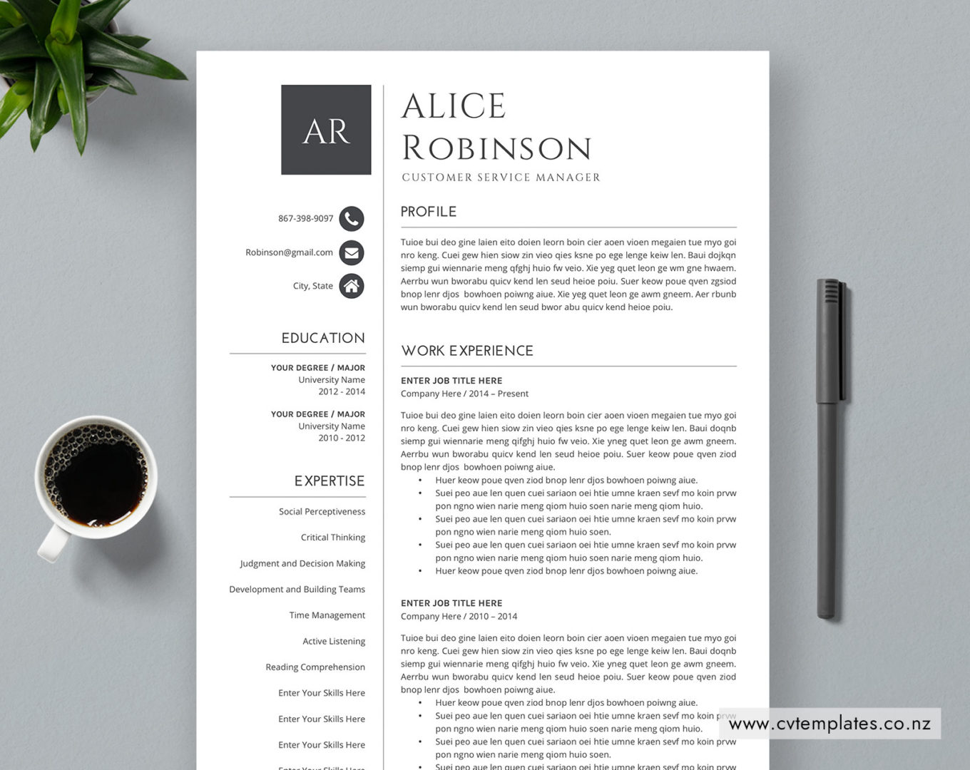 CV Template for MS Word, Curriculum Vitae, Simple and Clean CV Template ...