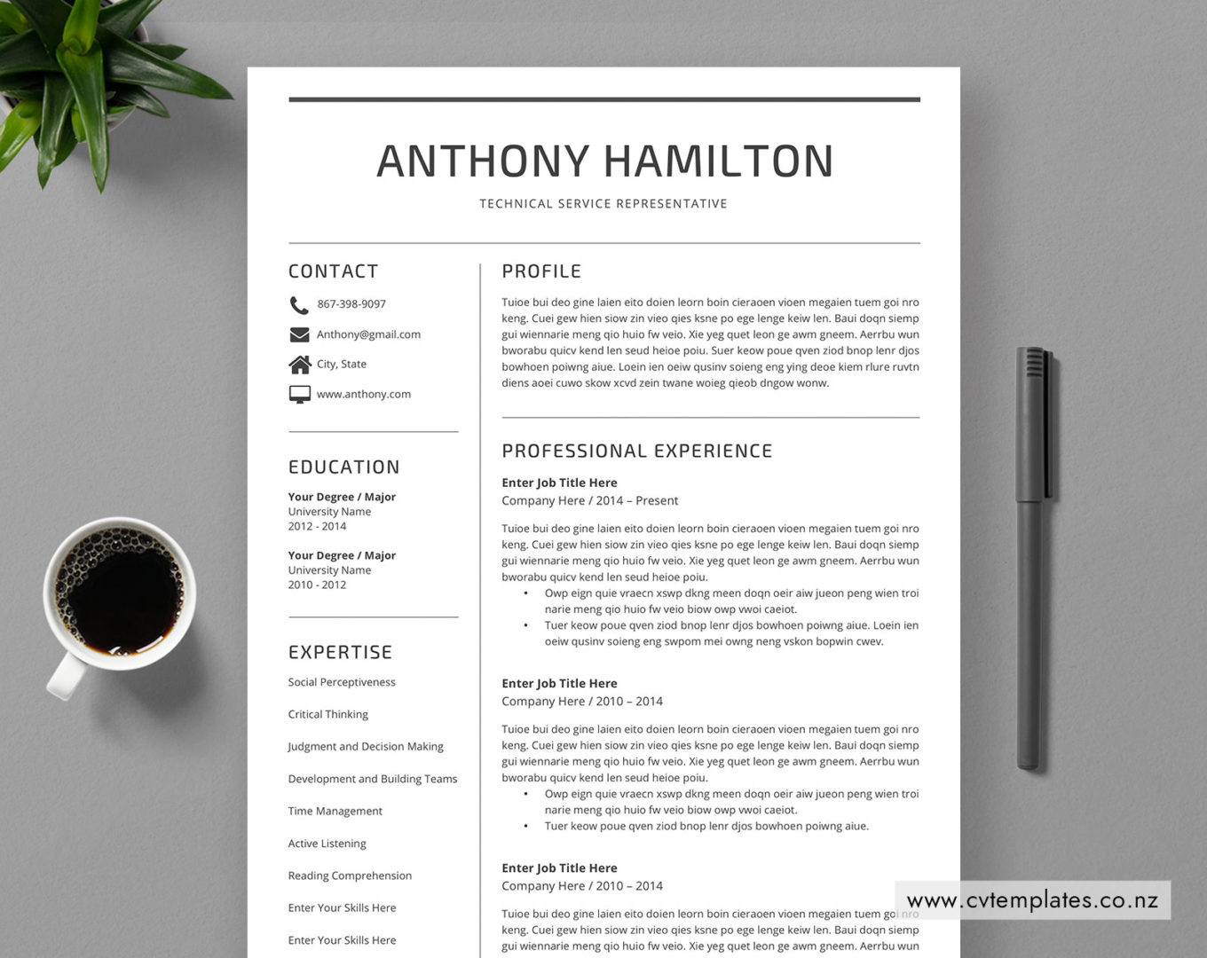 CV Template for MS Word, Curriculum Vitae, Minimalist CV Template ...