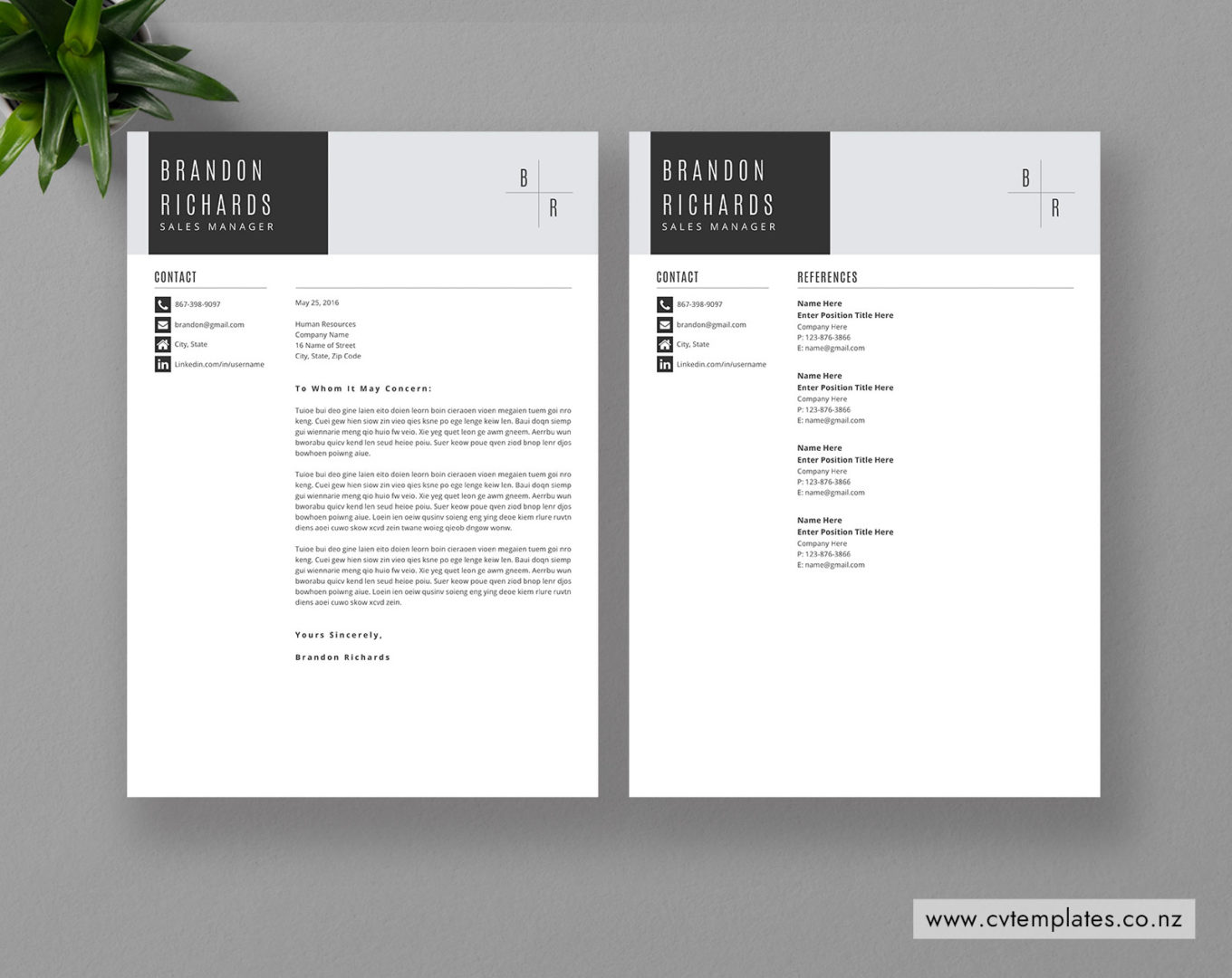 CV Template for MS Word, Curriculum Vitae, Unique CV Template, Cover ...
