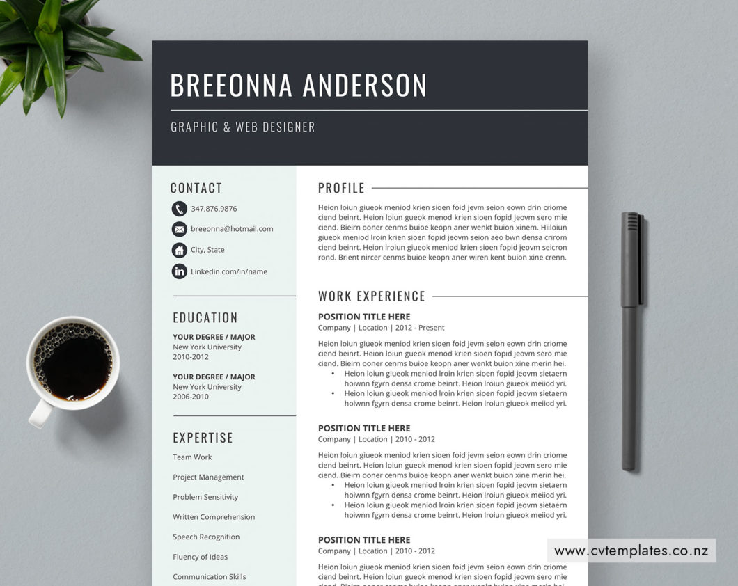 www.cvtemplates.co.nz-New Zealand CV Template-Breeonna CV Template-01 ...