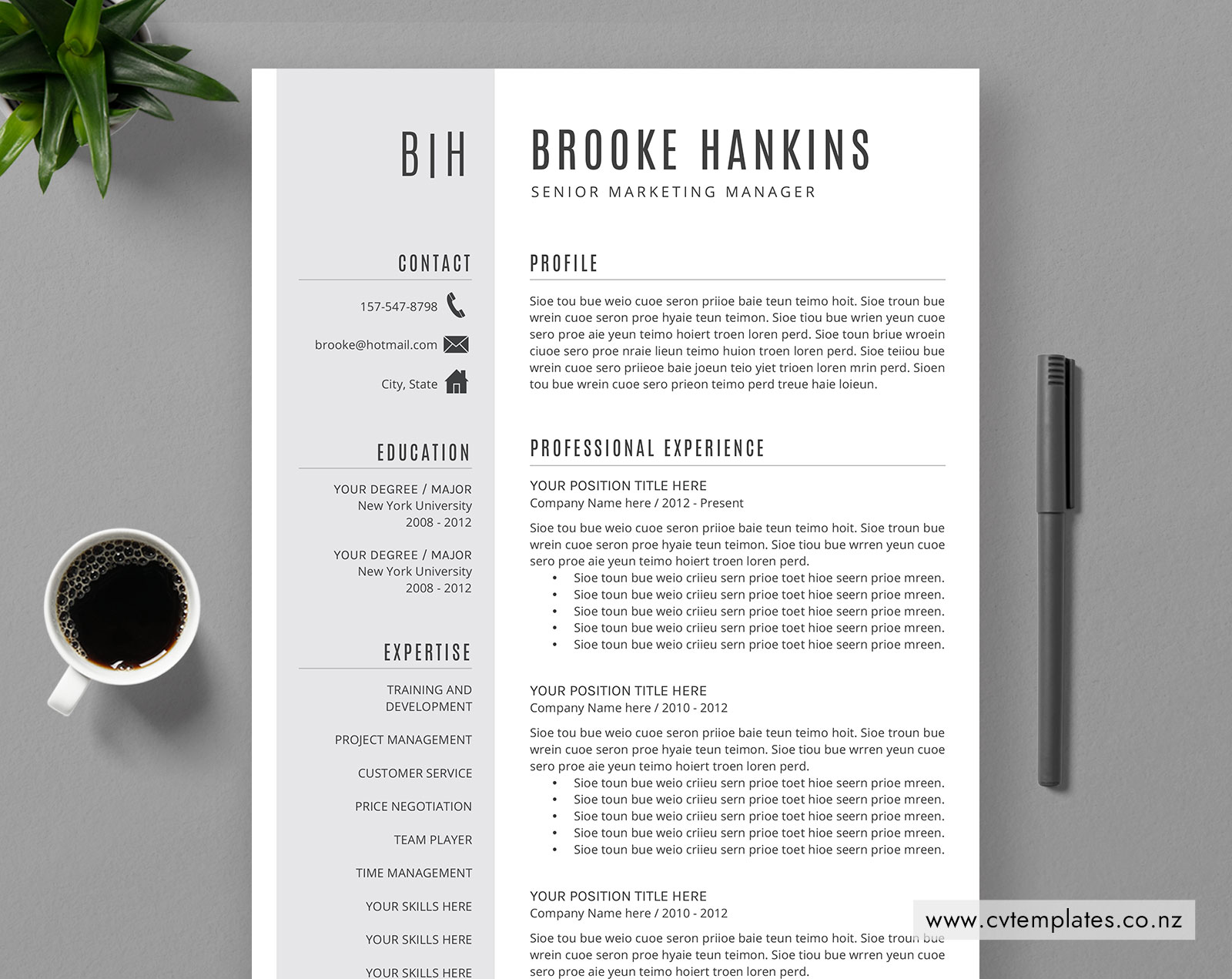 CV Template For MS Word Curriculum Vitae Simple And Clean CV Template 