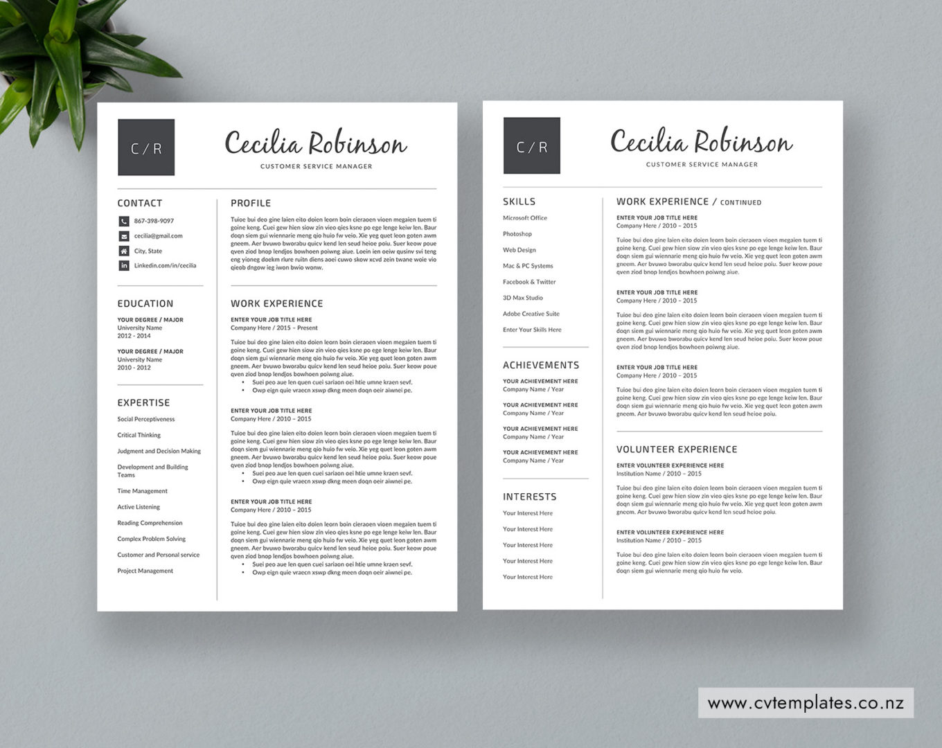 CV Template for MS Word, Simple Curriculum Vitae, Minimalist CV ...