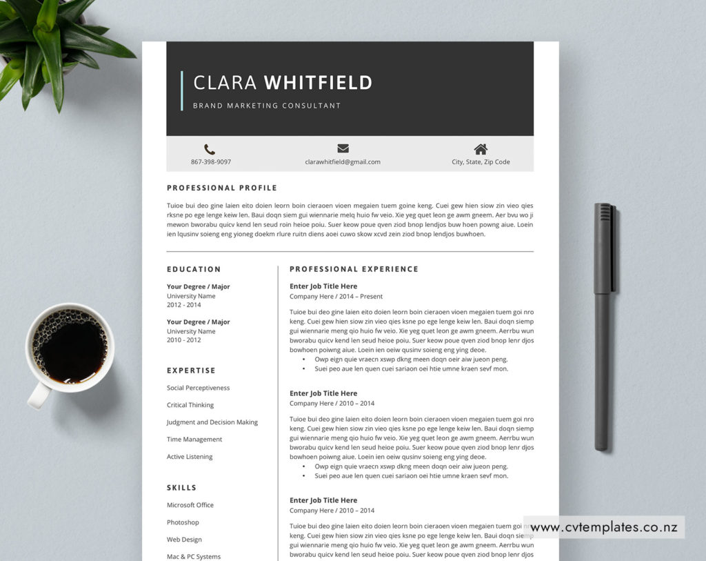 CV Template for MS Word, Curriculum Vitae, Editable CV Template, Cover ...