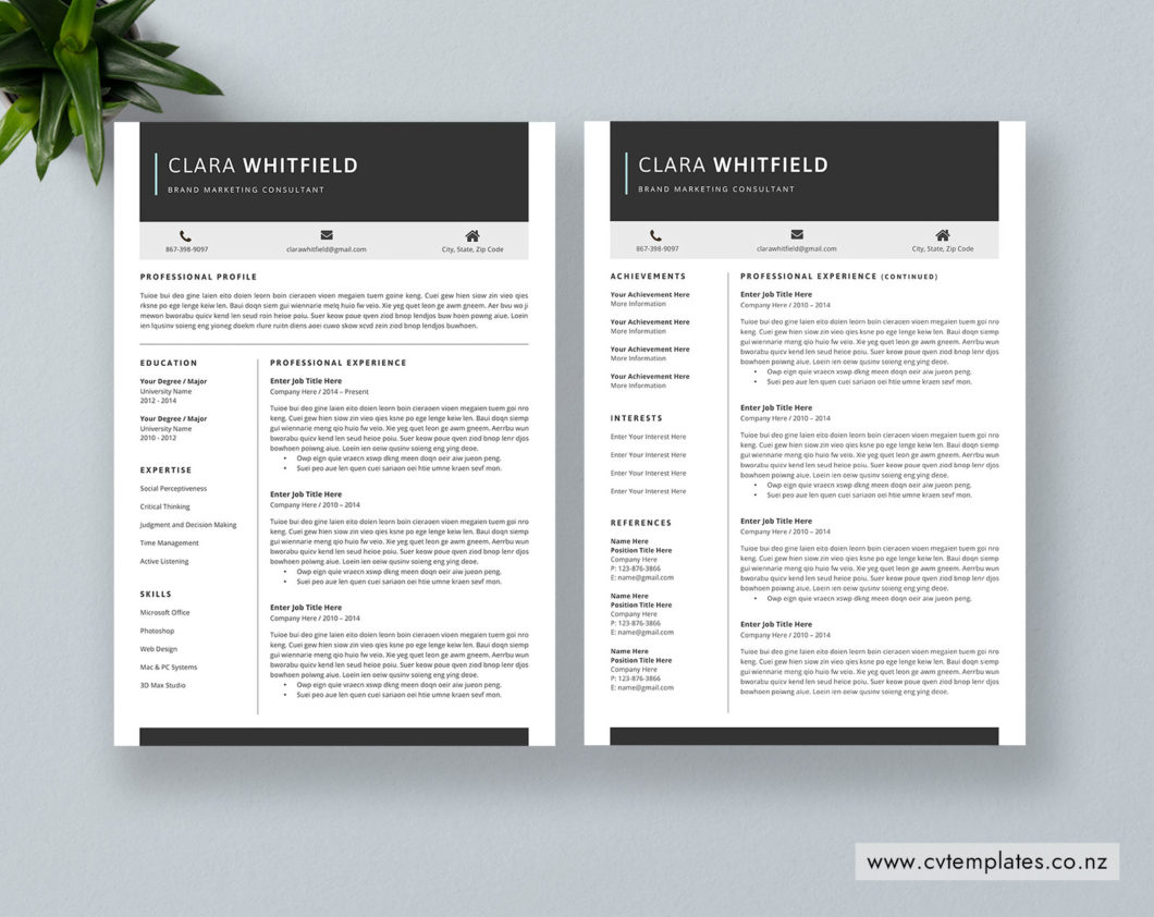 CV Template for MS Word, Curriculum Vitae, Editable CV Template, Cover ...