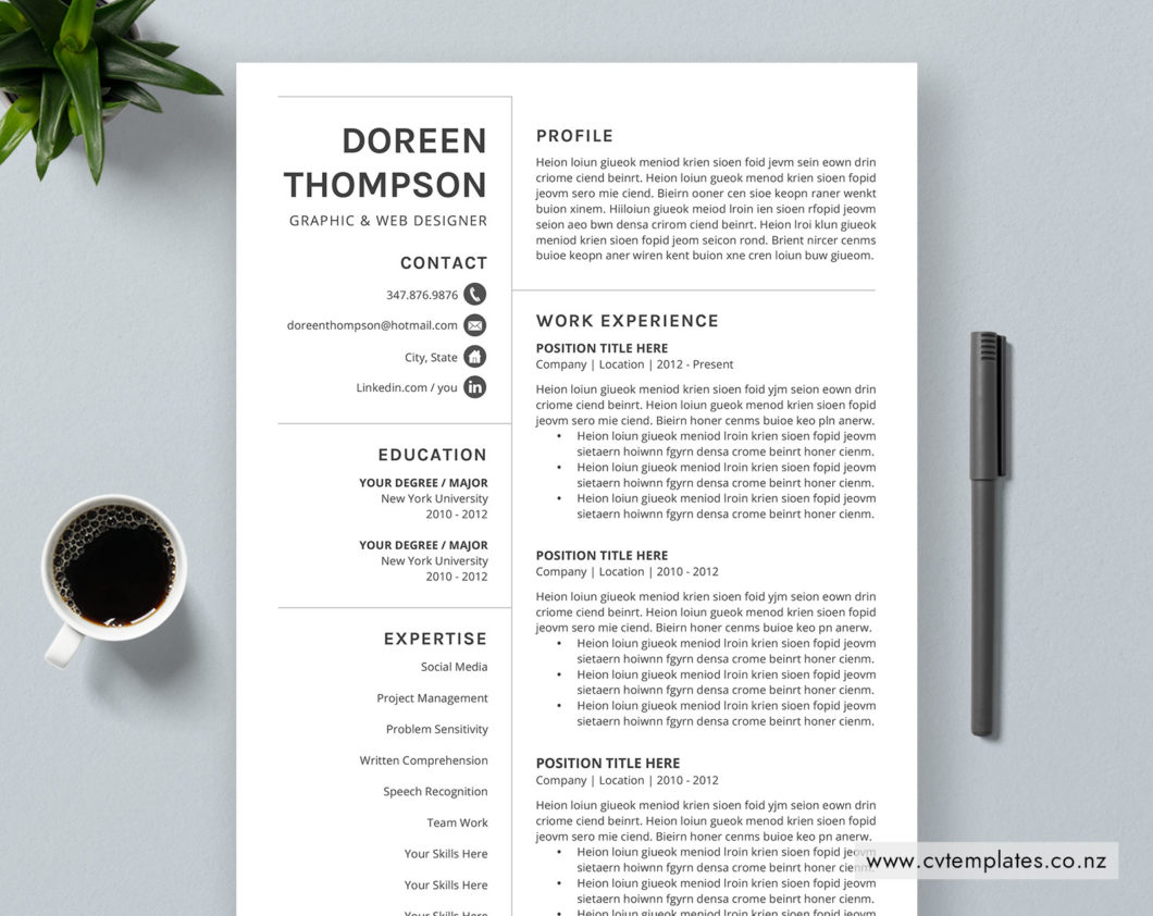 www.cvtemplates.co.nz-New Zealand CV Template-Doreen CV Template-01 ...