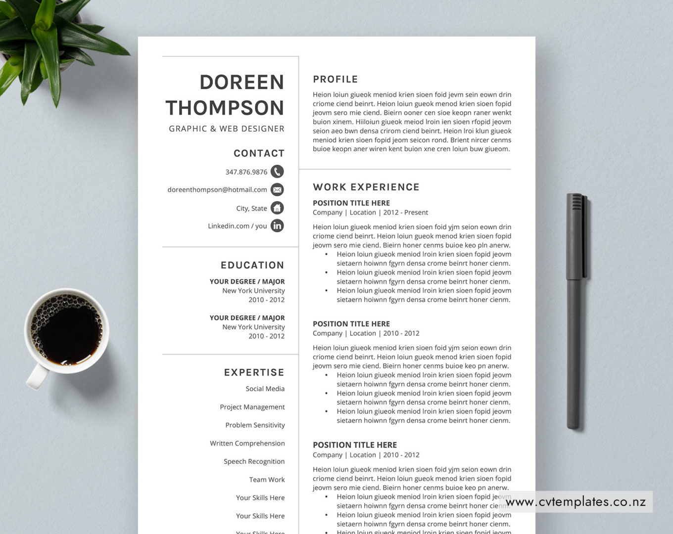 www.cvtemplates.co.nz-New Zealand CV Template-Doreen CV Template-01 ...