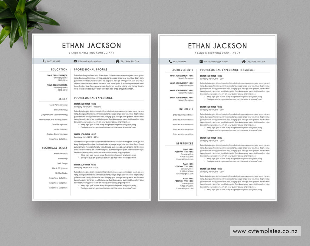 CV Template for MS Word, Curriculum Vitae, Editable CV Template, Cover ...