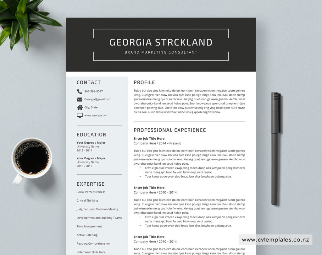 CV Template for MS Word, Curriculum Vitae, Unique CV Template, Editable ...