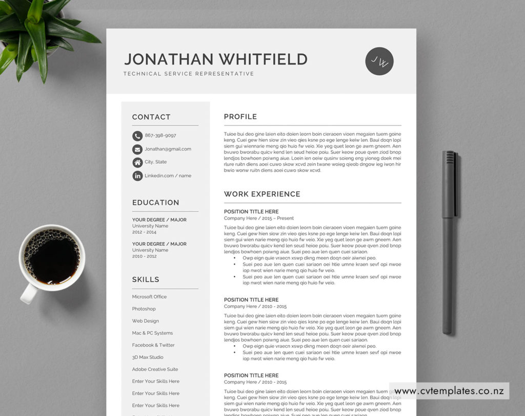 CV Template for MS Word, Curriculum Vitae, Editable CV Template, Cover ...