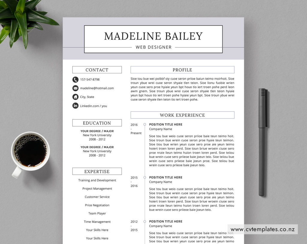 CV Template for MS Word, Curriculum Vitae, Editable CV Template, Cover ...