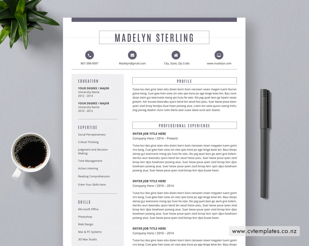 CV Template for MS Word, Curriculum Vitae, Unique CV Template, Editable ...