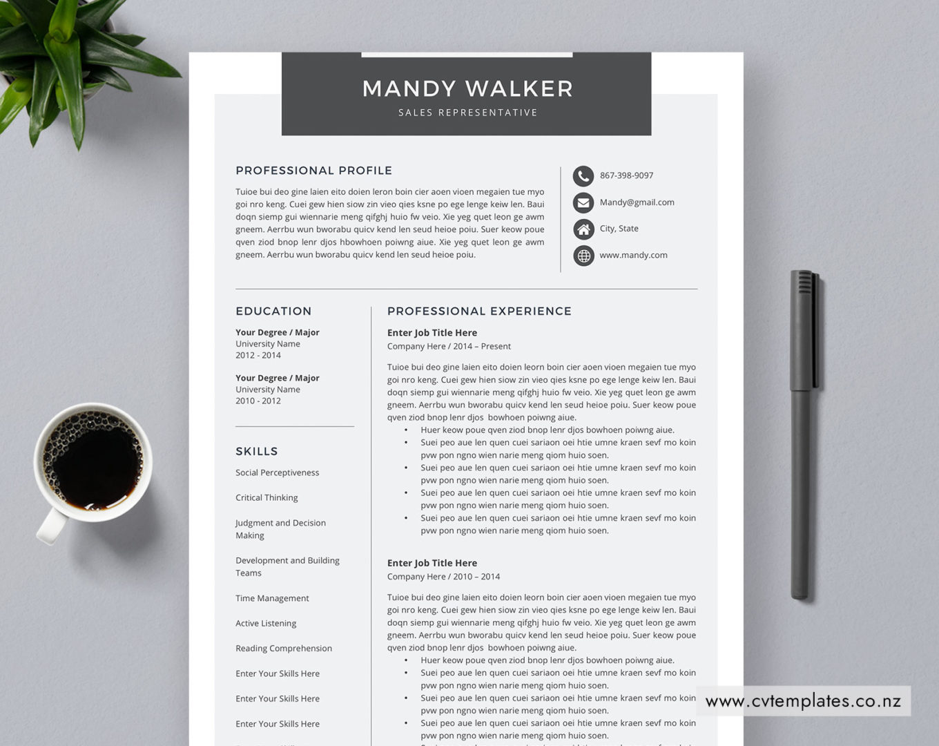 CV Templates Bundle for MS Word, Curriculum Vitae, Cover Letter ...