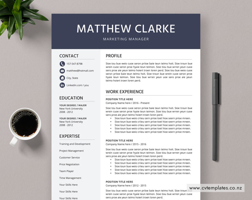 CV Template for MS Word, Editable Curriculum Vitae, Student CV Template ...
