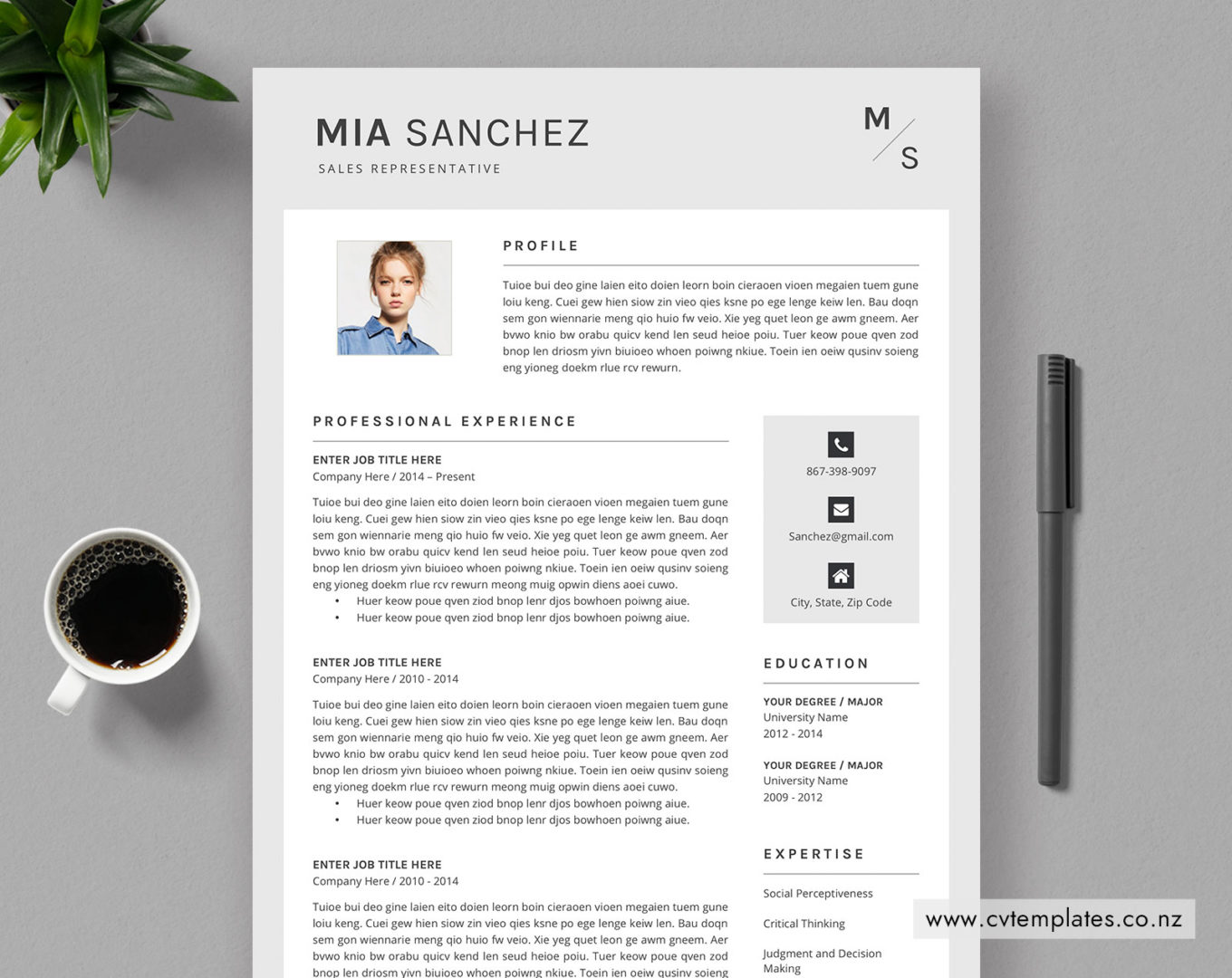 CV Template for MS Word, Curriculum Vitae, Elegant and Creative CV ...