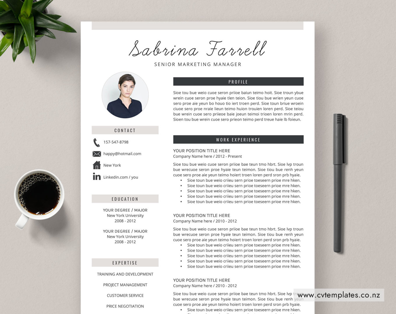 CV Template for MS Word, Curriculum Vitae, Modern & Creative CV ...