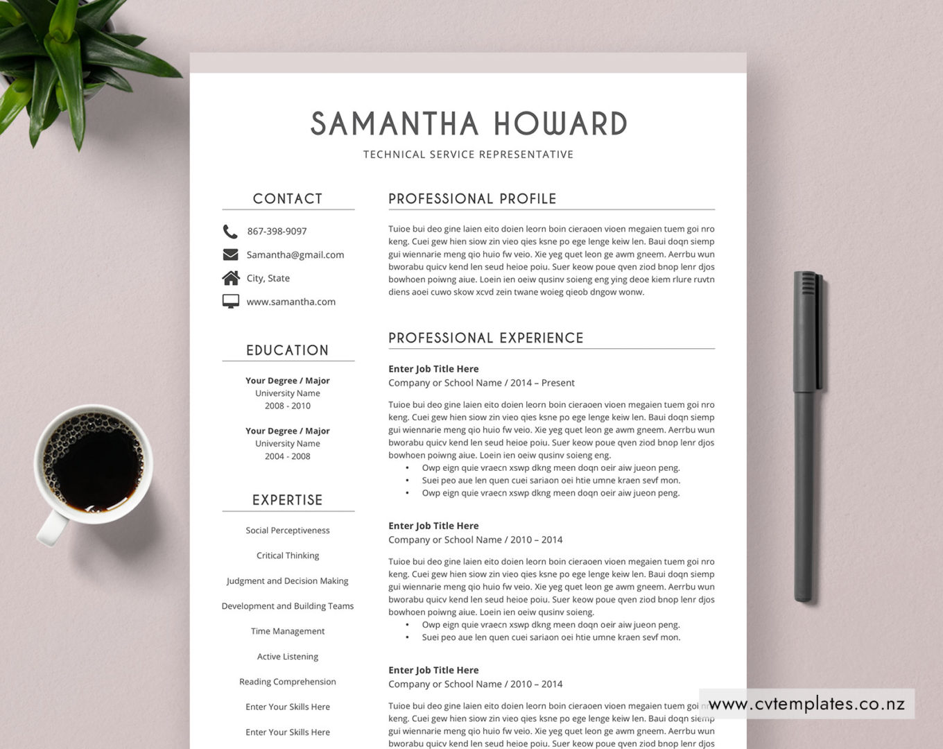www.cvtemplates.co.nz-New Zealand CV Template-Samantha CV Template-01 ...
