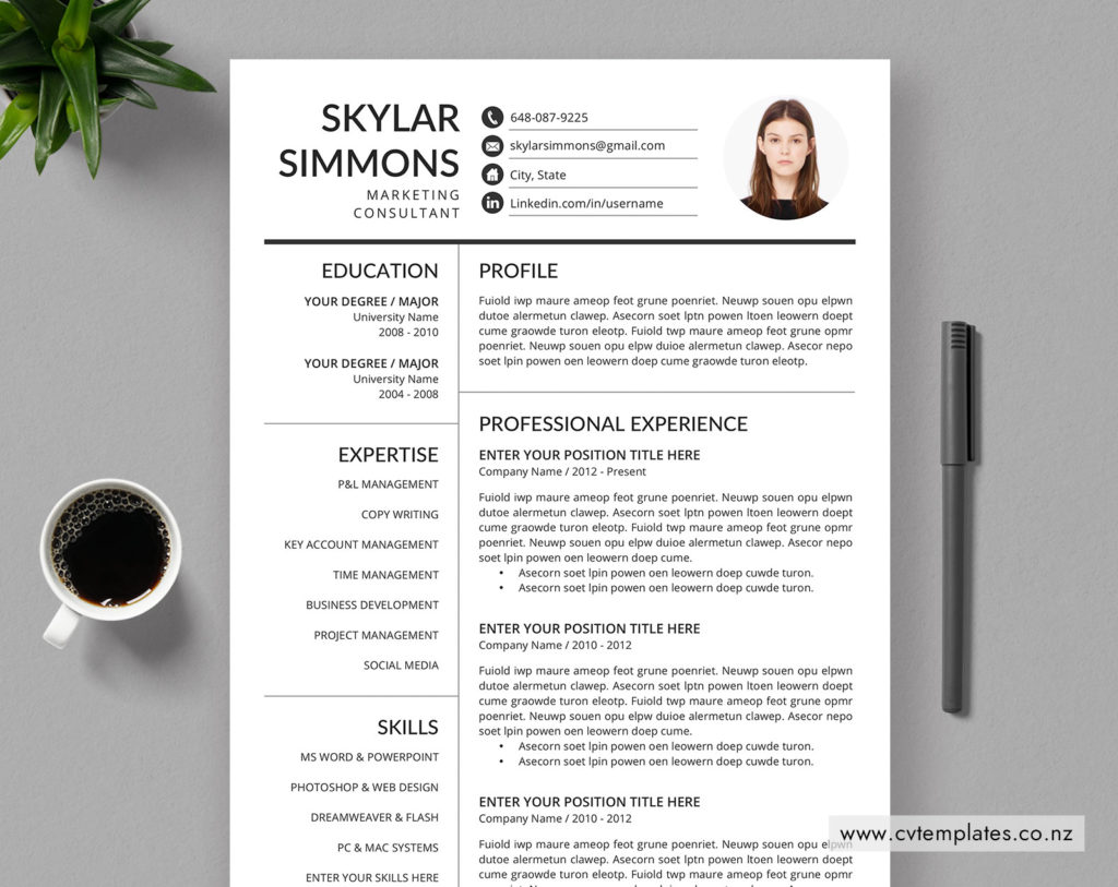 Professional CV Template for MS Word, Curriculum Vitae, CV Template ...
