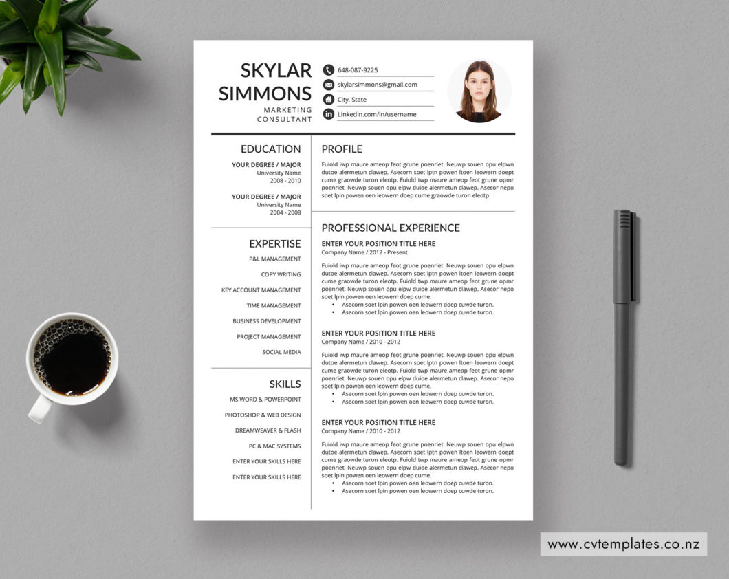 Professional CV Template for MS Word, Curriculum Vitae, CV Template ...