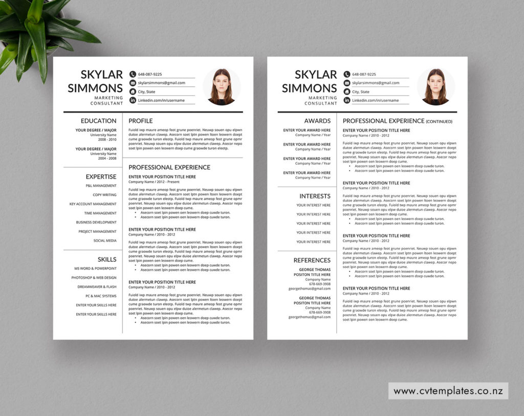 Professional CV Template for MS Word, Curriculum Vitae, CV Template ...