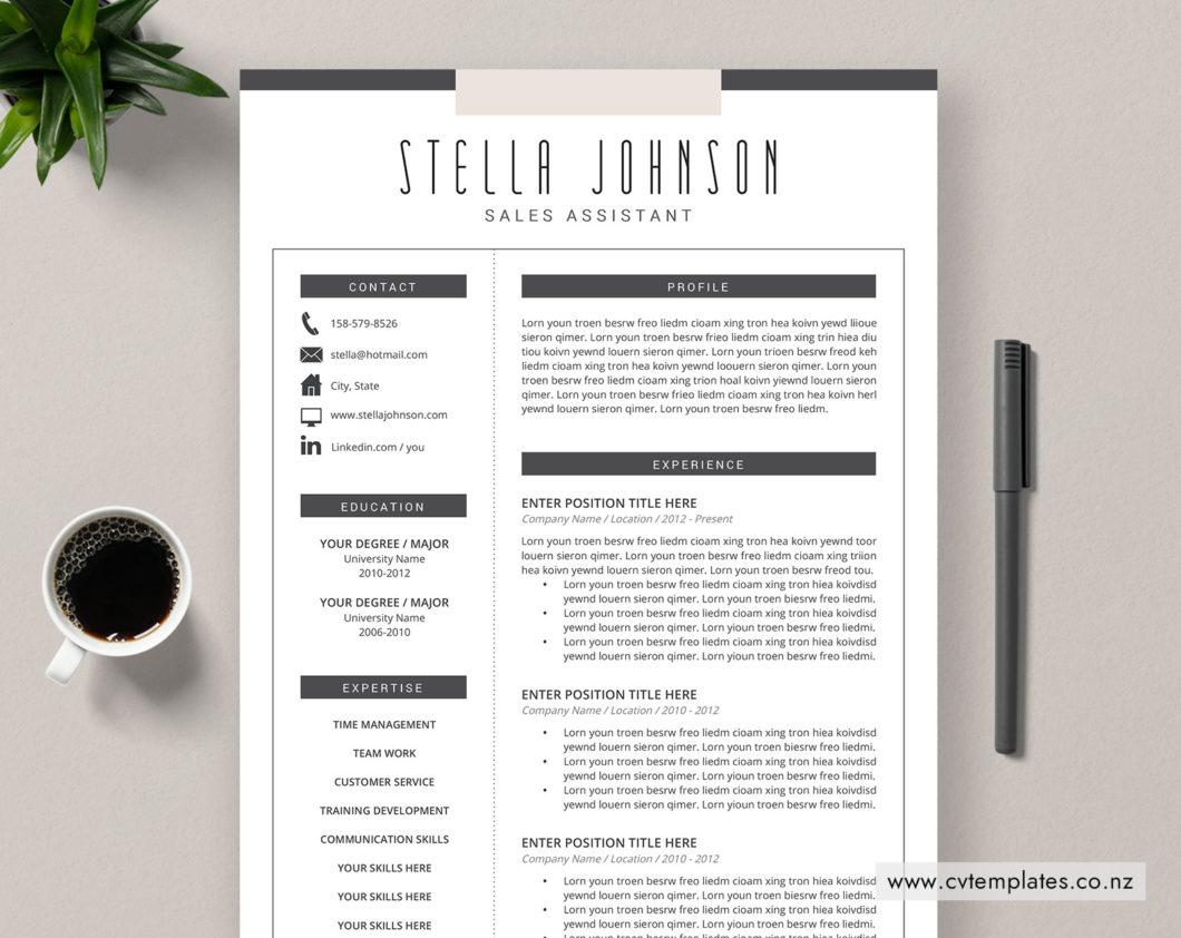 www.cvtemplates.co.nz-New Zealand CV Template-Stella CV Template-01 ...