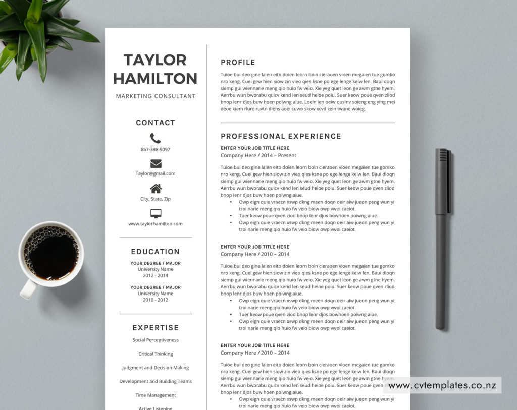 CV Template for MS Word, Editable Curriculum Vitae, Student CV Template ...