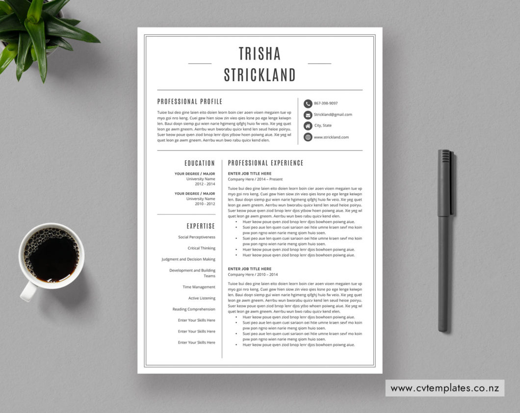 CV Template for MS Word, Curriculum Vitae, 1, 2 and 3 Page CV Template ...