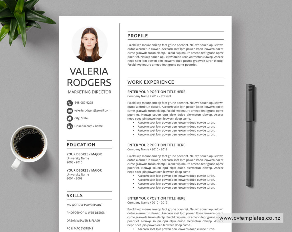 CV Template for MS Word, Curriculum Vitae, Editable CV Template, Cover ...