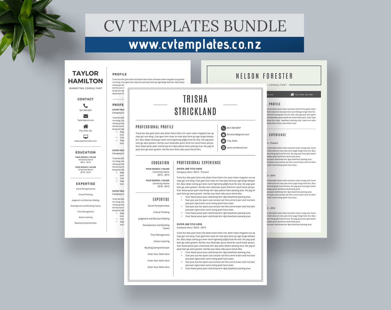 CV Templates Bundle for MS Word, Curriculum Vitae, Cover Letter ...