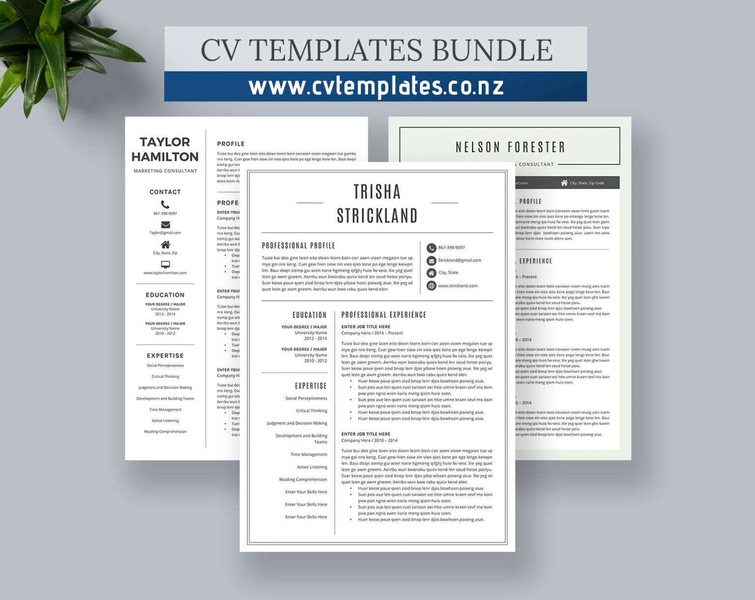 CV Templates Bundle for MS Word, Curriculum Vitae, Cover Letter ...