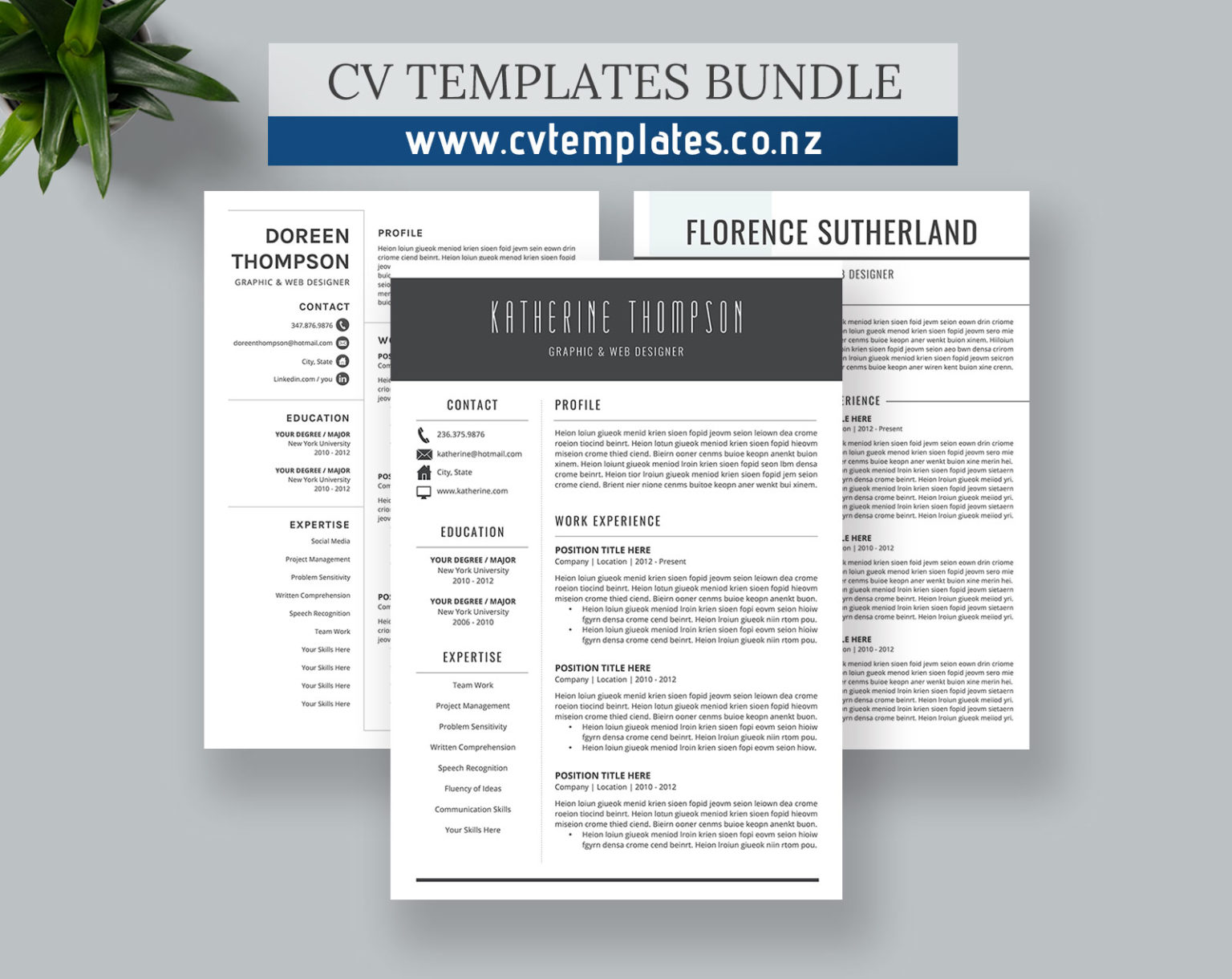 CV Templates Bundle for MS Word, Curriculum Vitae, Cover Letter ...