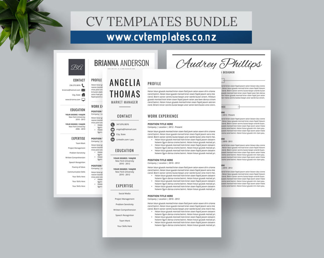 CV Templates Bundle for MS Word, Curriculum Vitae, Cover Letter, Simple ...