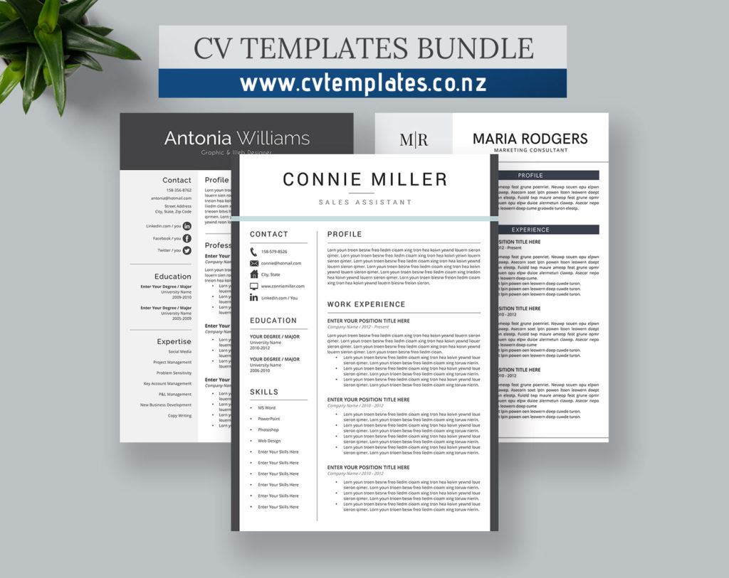 CV Templates Bundle for MS Word, Professional Resume Template, Creative ...