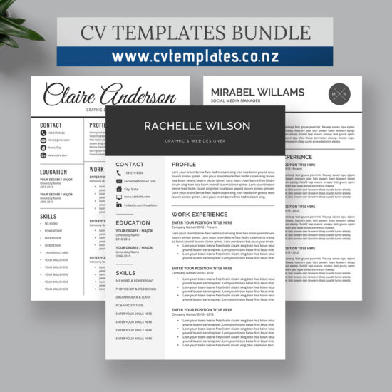 New Zealand Editable CV Template for Job Application, Professional ...