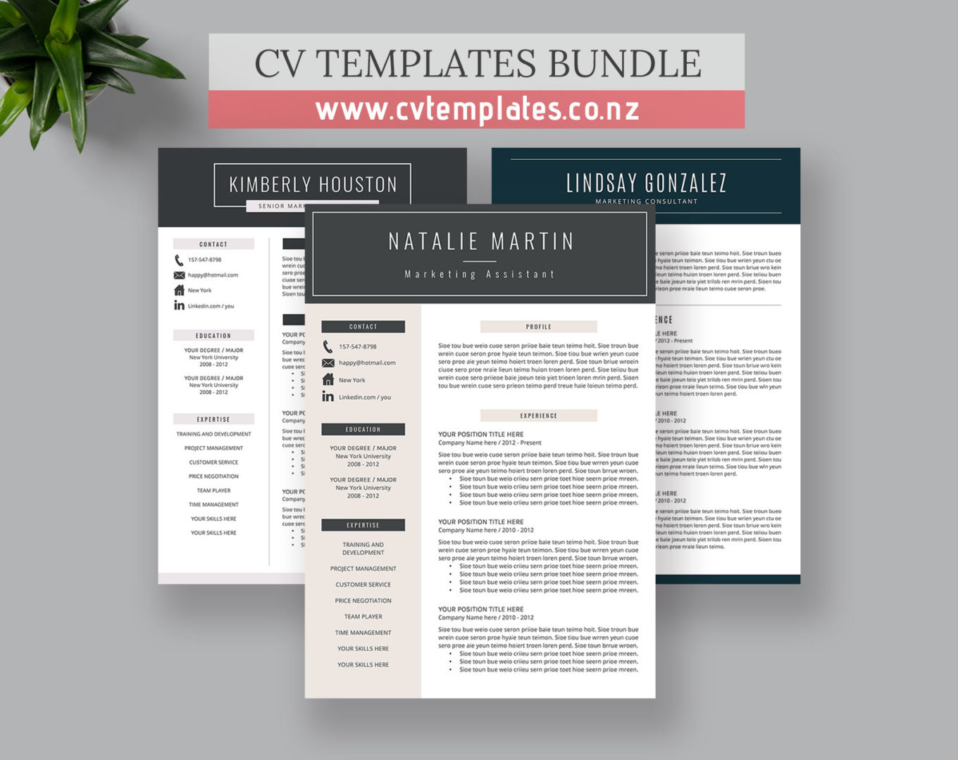 CV Templates Bundle for MS Word, Professional Resume Template, Creative ...