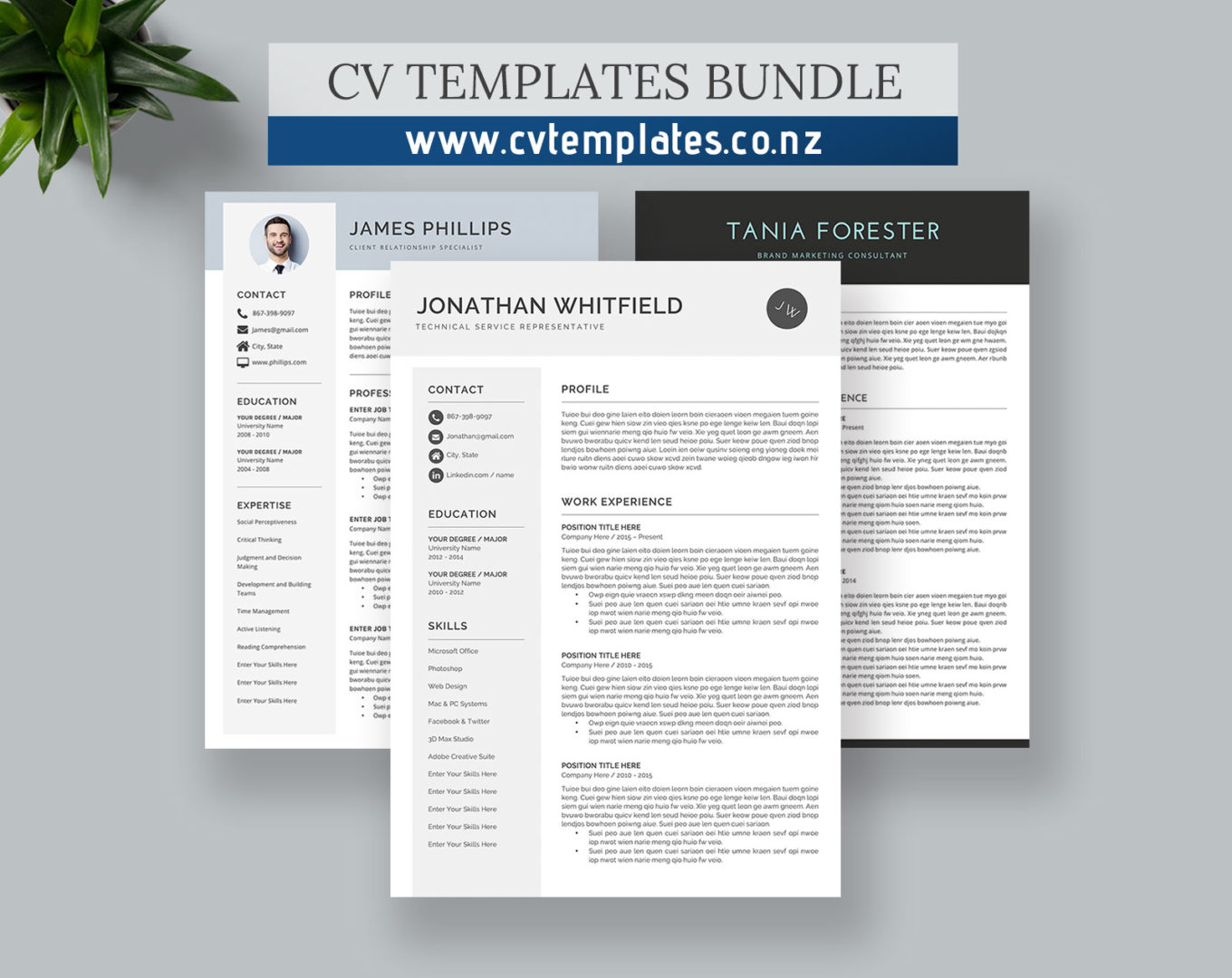 CV Templates Bundle for MS Word, Professional Resume Template, Creative ...
