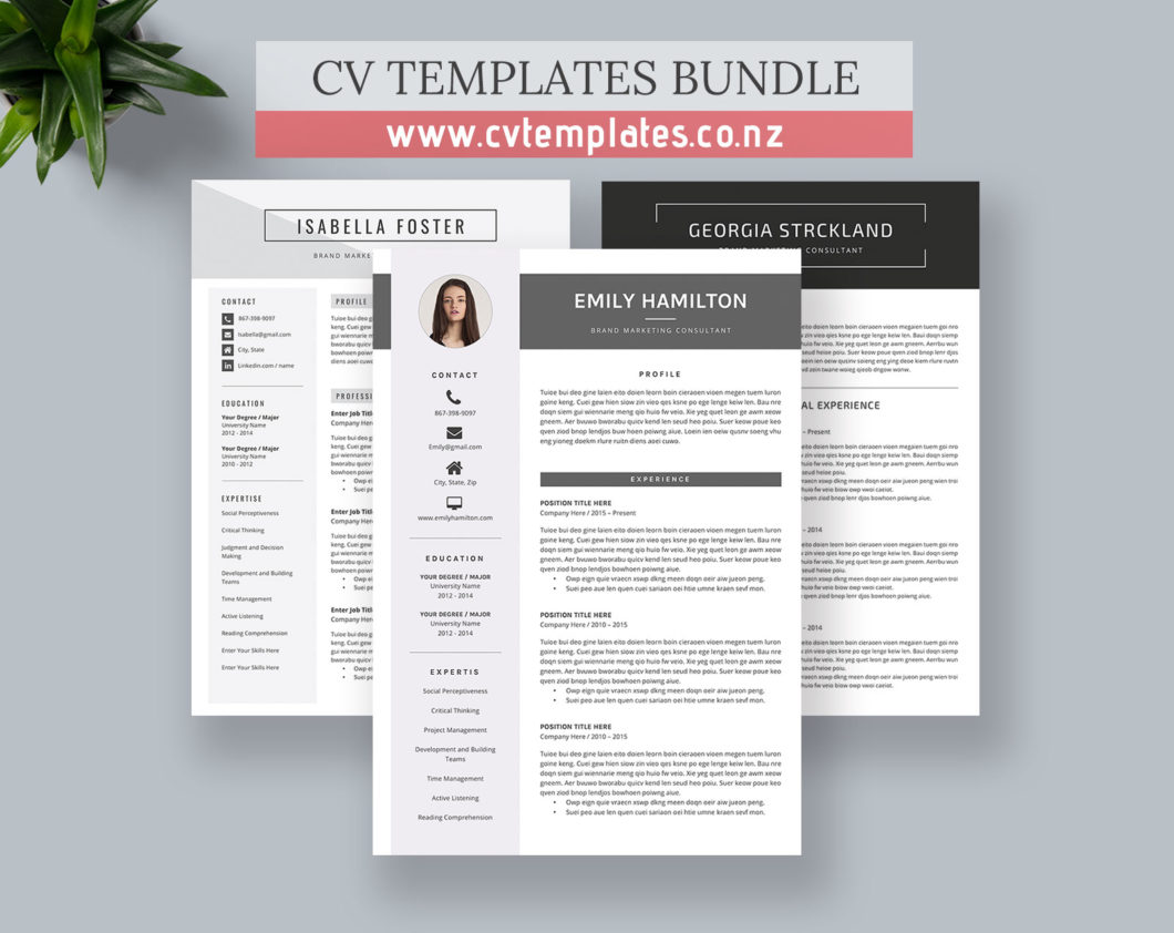 CV Templates Bundle for MS Word, Curriculum Vitae, Cover Letter ...